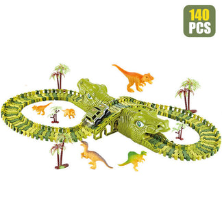 Dinosaur Track Toys - Flexible Bending Race Car Track Set for Kids ...