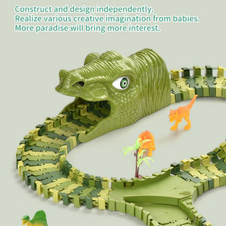 Dinosaur Track Toys - Flexible Bending Race Car Track Set for Kids ...